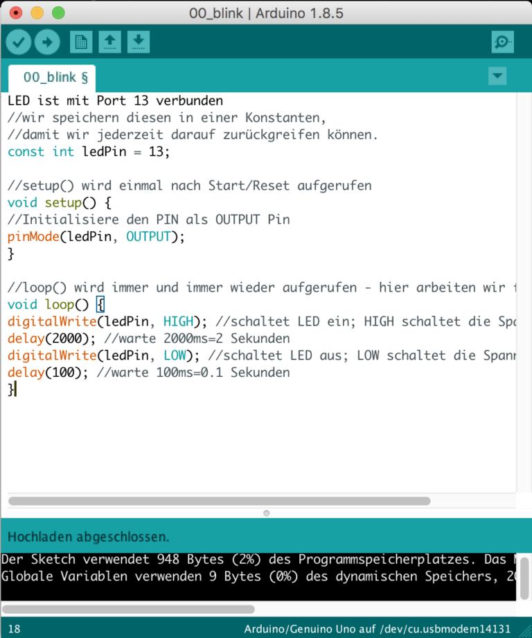 01 – Das erste Programm! | Arduinoob